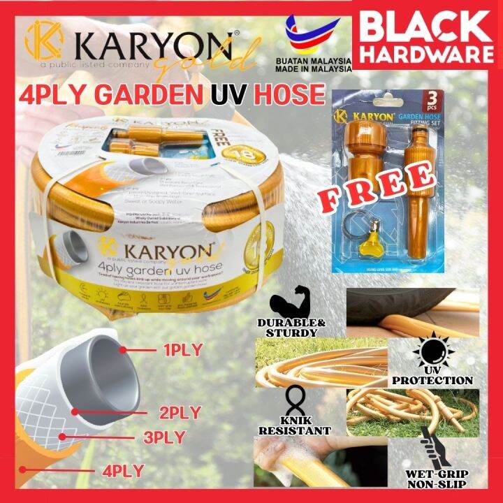 Black Hardware KARYON Garden Hose Wayar Paip Air Getah Water Hose Pipe ...