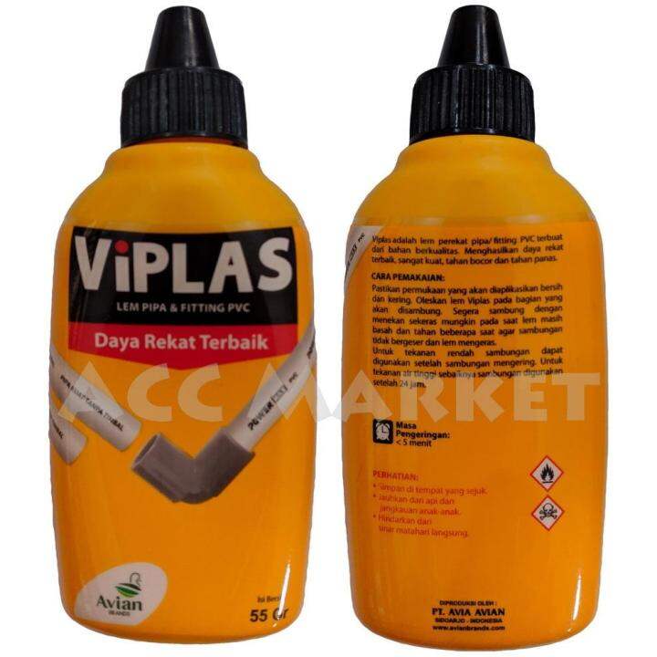 Lem Pipa Fitting PVC VIPLAS AVIAN 55G Pralon Peralon | Lazada Indonesia
