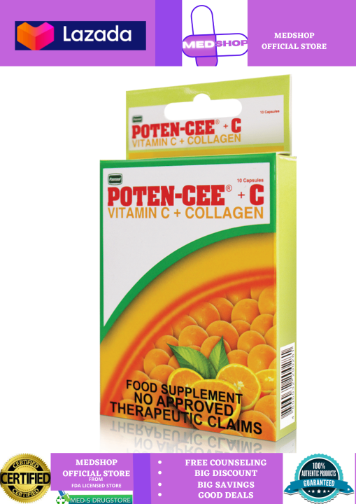 Poten-cee Collagen Vitamin C plus Collagen capsule 10 caspule MEDSHOP ...