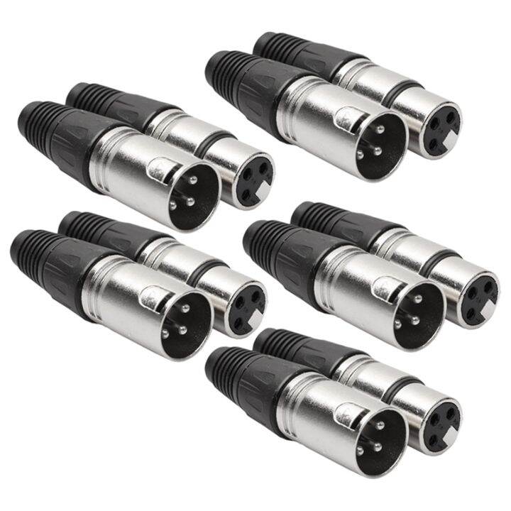 5 Pairs 3 Pin XLR Female Male Microphone Audio Cable Wire Connector ...