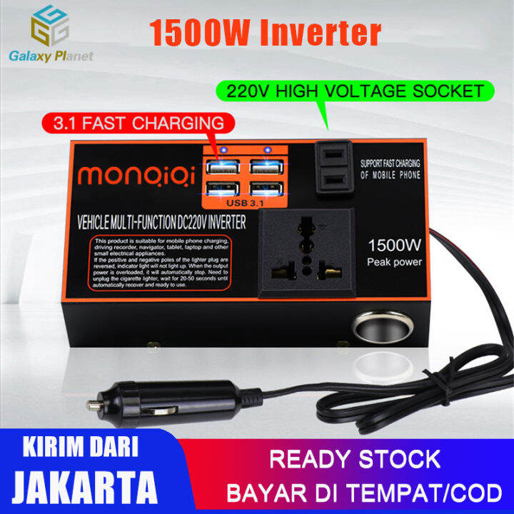 1500W Pure Sine Wave Mobil Inverter 12/24V DC untuk 220V AC Mobil ...