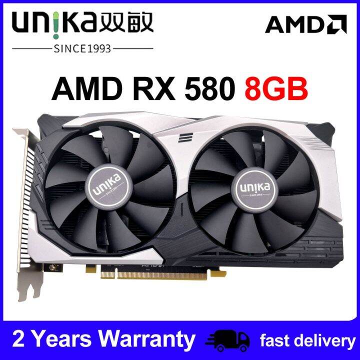 RX580เล่นเกม2048SP Unika AMD 8GB GDDR5การ์ดจอ256Bit PCI Express 3.0 × 16 8Pin เรเดียน GPU RX 580 ...