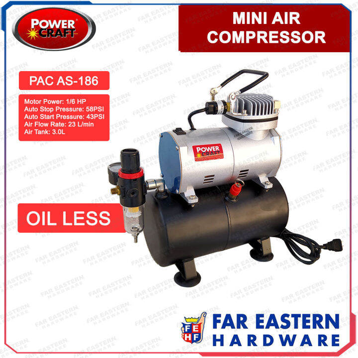 POWERCRAFT Mini Air Compressor Oil Less 3.0L PAC AS186 | Lazada PH