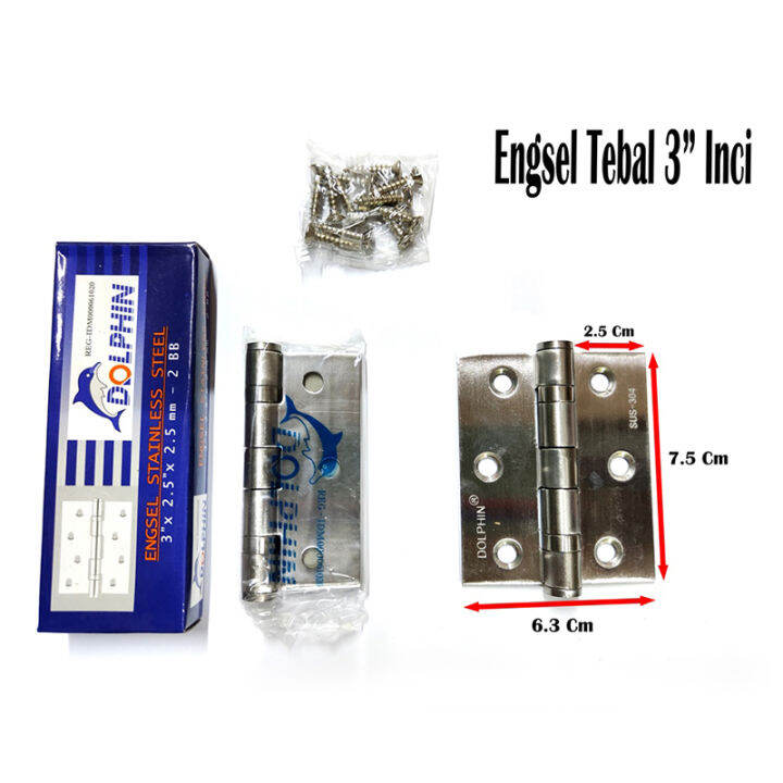 Engsel Plat Tebal Dolphin 3" Inci Staninless Steel SUS 304 | Engsel ...