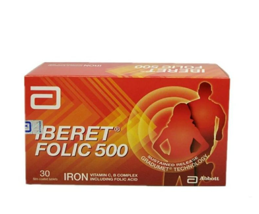 [TY PHARMACY] Iberet Folic 500 (30's) for anemia , iron , energy | Lazada