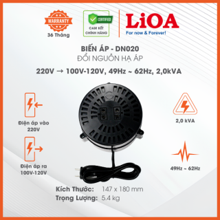 Biến áp đổi nguồn hạ áp 1 pha model dn020 2,0kva. điện áp vào 220v