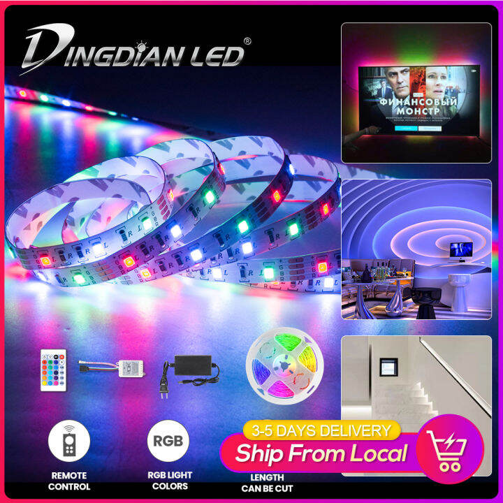 DingDian LED AC100-240V 5M/10M RGB Strip Light SMD2835 LED Lights for ...