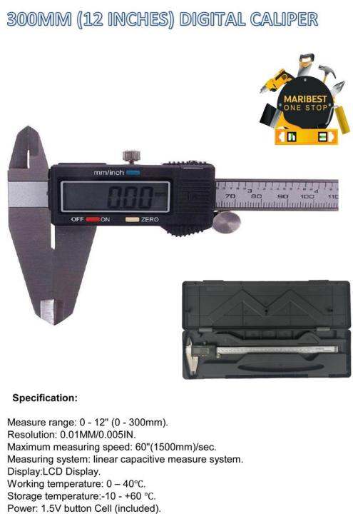 300MM (12") STAINLESS HARDENED DIGITAL CALIPER | Lazada