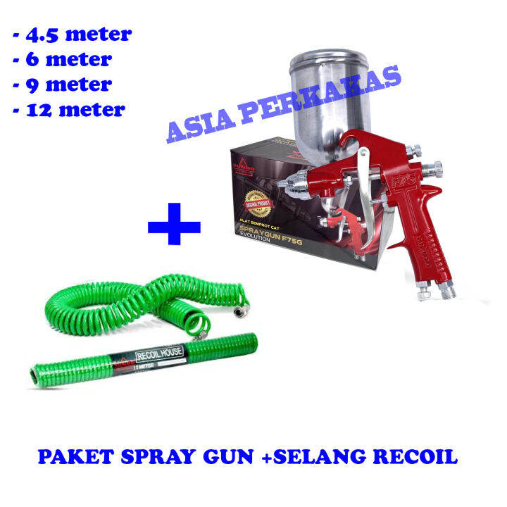 [PAKET 2 ITEM] SPRAY GUN ALAT CAT SEMPROT F75G TABUNG ATAS DAN SELANG ...