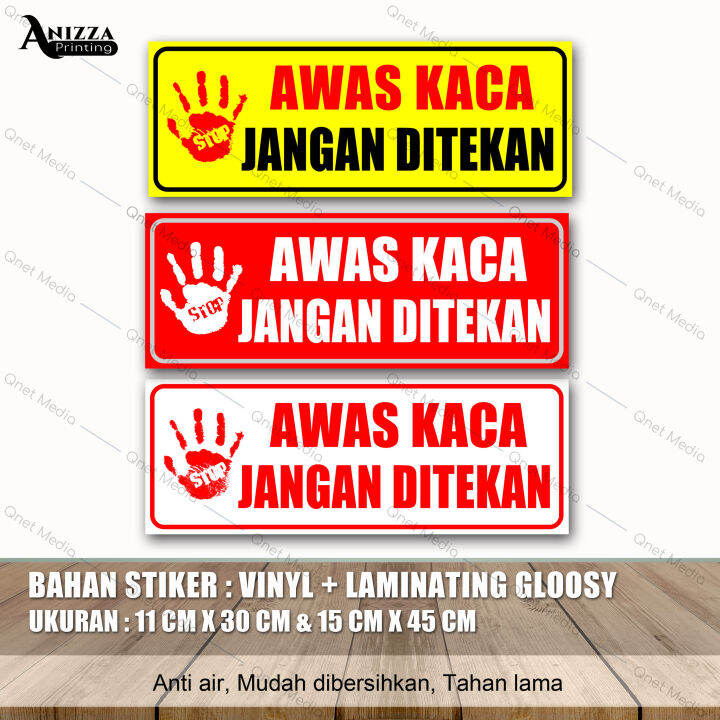 STIKER AWAS KACA + LAMINASI GLOSSY | Lazada Indonesia