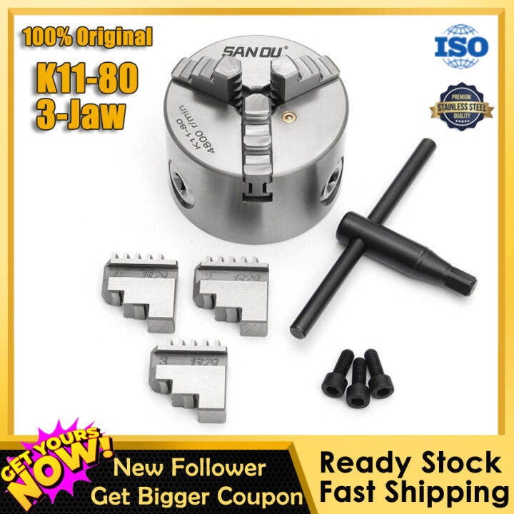 【100% Original】 K11-80 3 Jaws Manual Lathe Chuck With Turning Machine Tools Accessories K11-80 3 ...