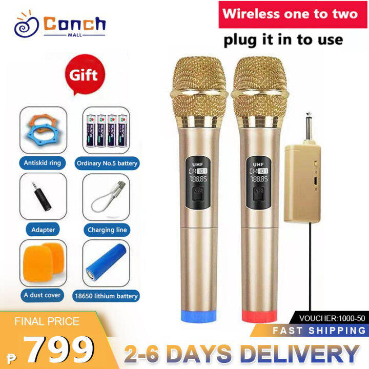 Handheld Wireless Microphone Metal Microphone LED Professional Anti ...