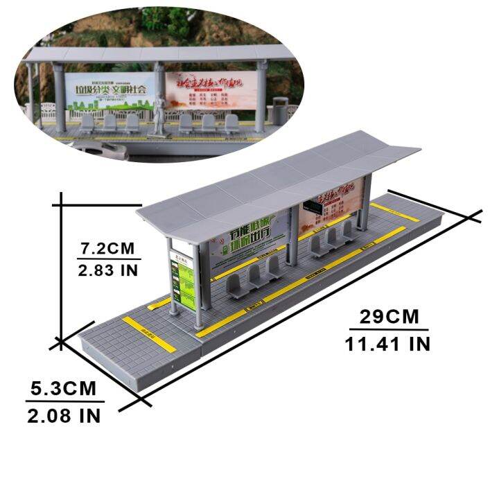 Miniature City Bus Stop Model High Simulation Cars Station Platform ...