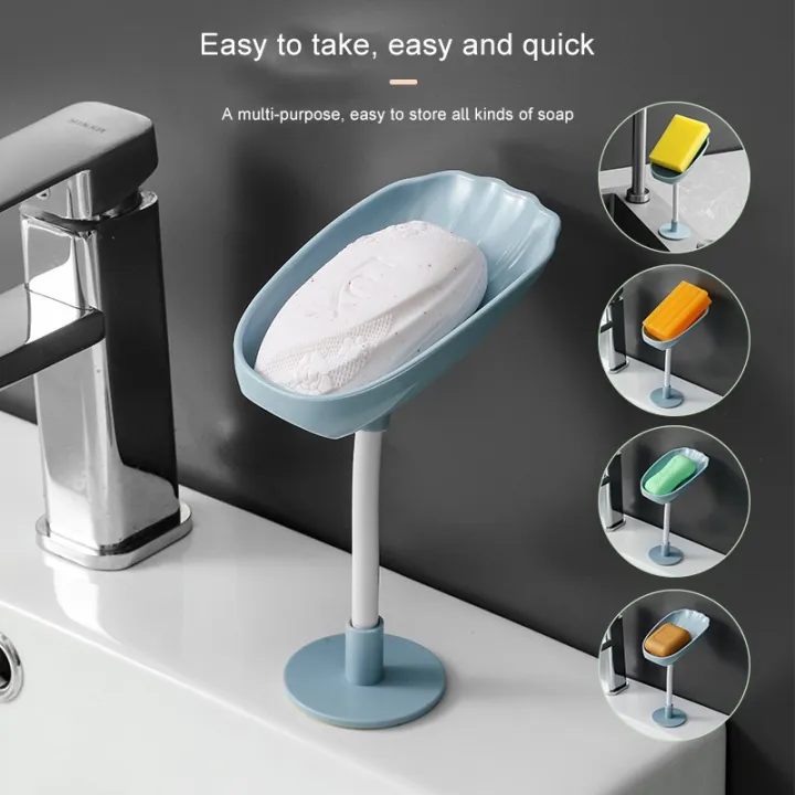 Drainable Bathroom Soap Dish Rack Wall-Mounted Punch-Free Changeable ...