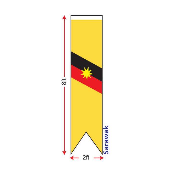 Sarawak Flag 2x8ft Banner, Bendera Sarawak 2x8ft, Polyester | Lazada