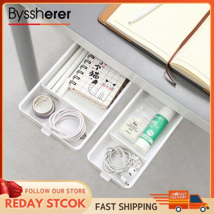 Under-Table Invisible Drawer-Type Storage Box Large Desktop Office Good ...