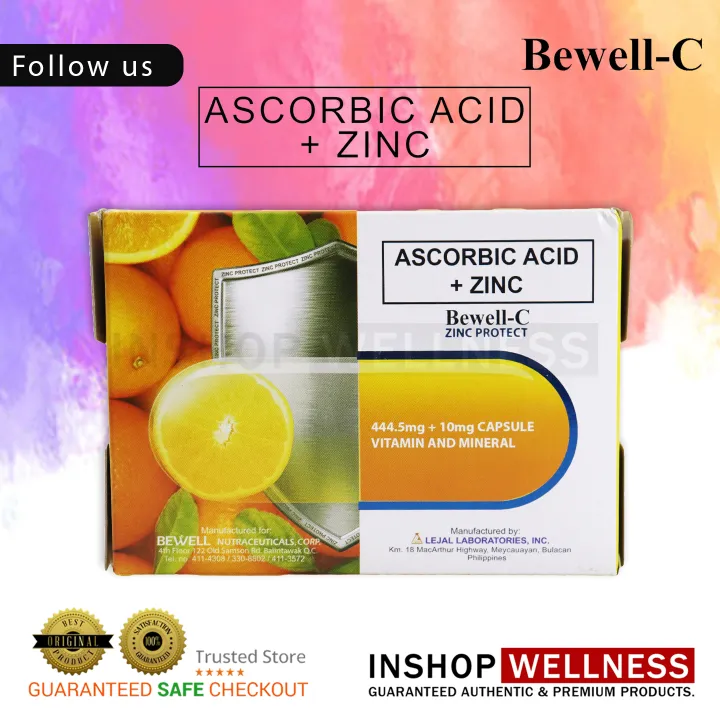 Bewell-C Zinc Protect - Vitamin C (As Sodium Ascorbate "Non-Acidic Vitamin C") + Zinc 500mg ...