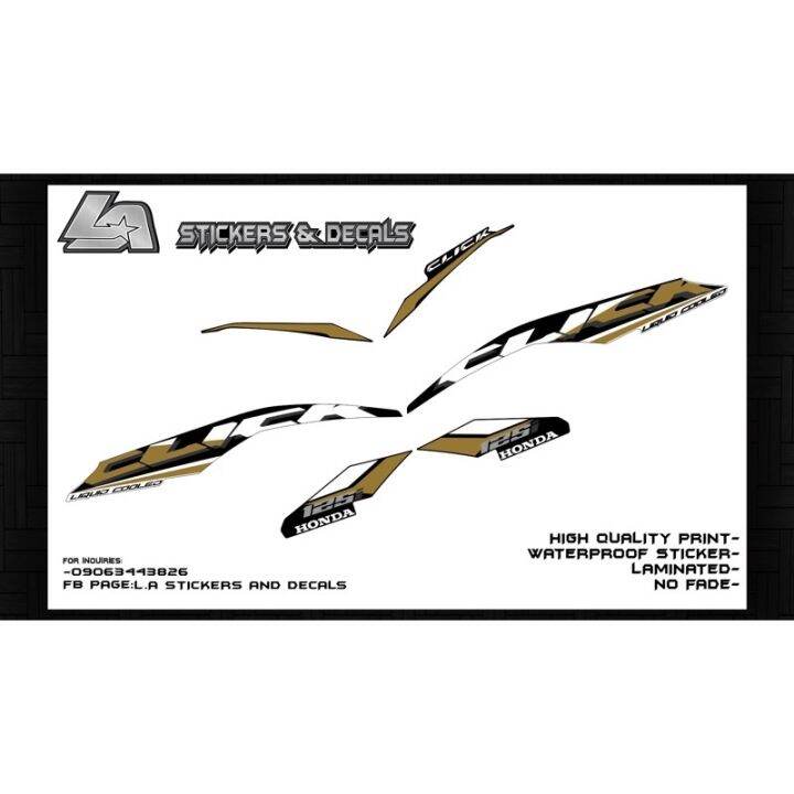 Honda click 125i150i v2 stock decals 2021 model matte gold for white ...