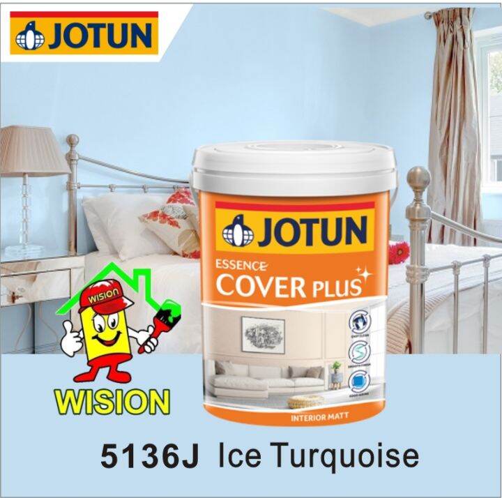5136J ICE TURQUOISE 1L / 5L /15L JOTUN Essence Cover Plus ( Matt ) / INTERIOR PAINT / Cat Rumah ...