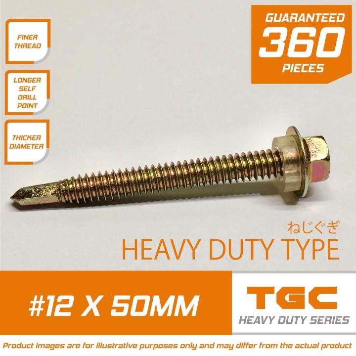 360 PCS HEAVY DUTY Tekscrew 12 x 50 mm for steel or Metal Teks Screw 2 ...