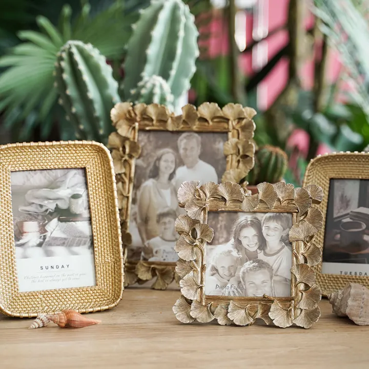 "Seven Mo" European-style photo frame table light luxury 6-inch golden ...
