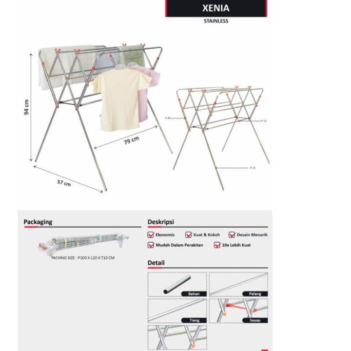 JEMURAN HANDUK JEMURAN STAINLESS JEMURAN KOST JEMURAN LIPAT 85CM ...
