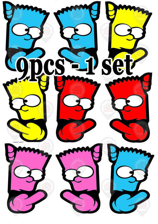 BART SIMPSONS BLUE RED YELLOW PINK WATERPROOF LAMINATED VINYL STICKERS ...