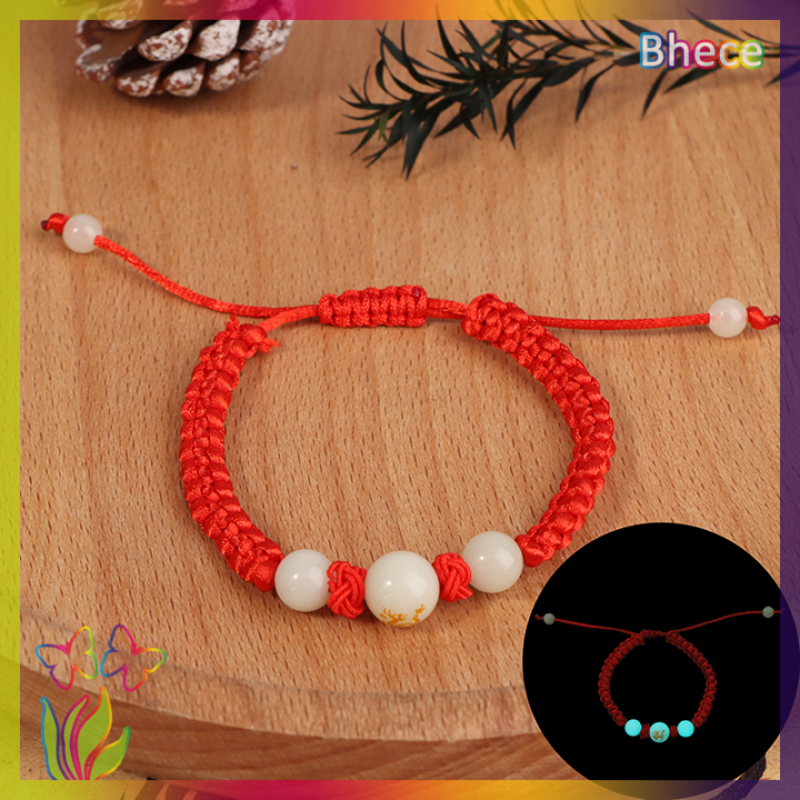 Bhece 2024สร้อยข้อมือปีสร้อยราศีมังกรจีนทำด้วยมือเชือกสีแดงถักนำโชคหิน ...