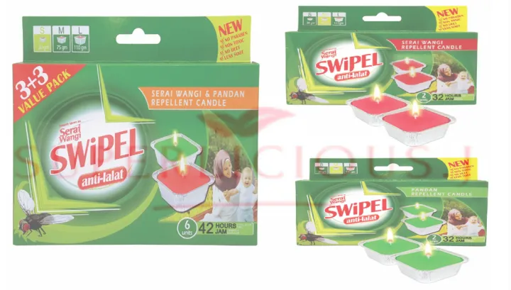 Swipel Pest Repellent Candle (Pandan/Serai) Lilin Anti lalat (75g x 2 ...