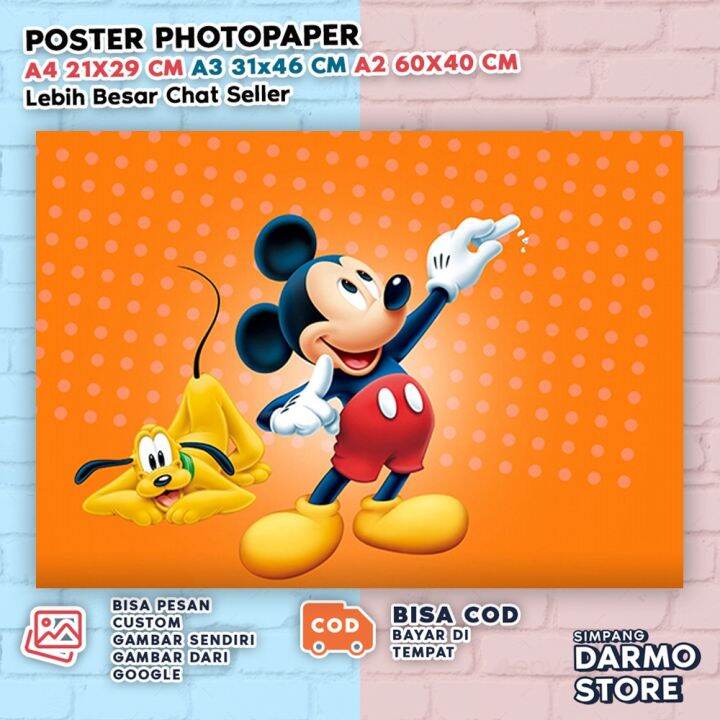 Poster Mickey Mouse Kartun Hiasan Dinding Anak Miki Mos si Tikus ...