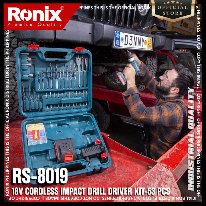 Discover the Power of Ronix RS-8019 18V Cordless Impact Drill Kit - 53pcs. Versatile 3-in-1 ...