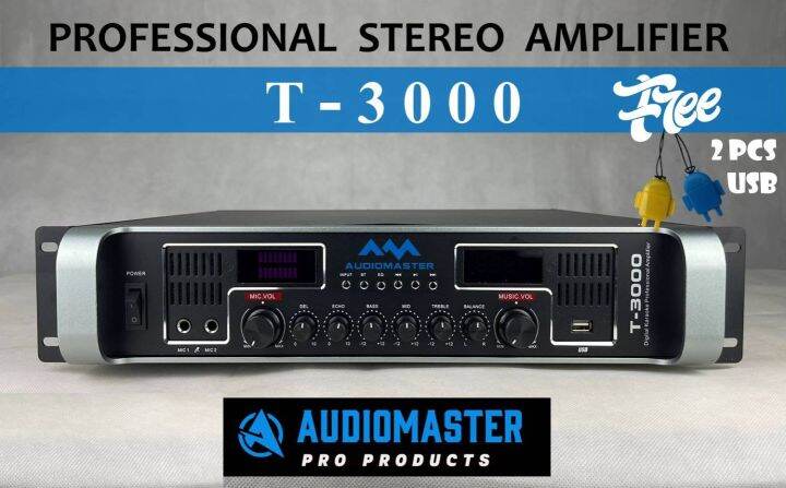 Audiomaster T-3000 Professional Power Amplifier Stereo Karaoke ...