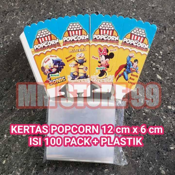 COD 12 CM x 6 CM KERTAS BUNGKUS POPCORN + PLASTIK POPCORN / KOTAK ...