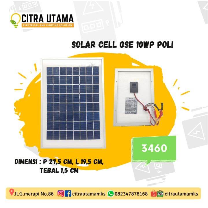 PAPAN SOLAR CELL TENAGAN MATAHARI MEREK GSE 10WP POLI K3460 | Lazada ...