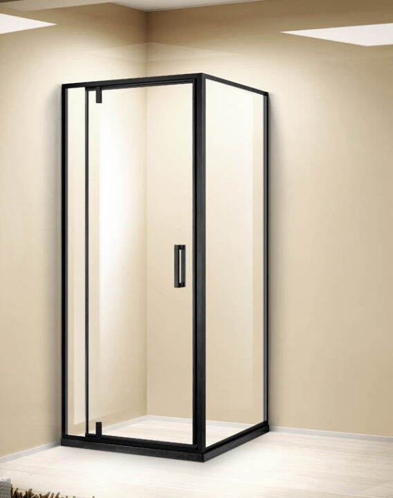 Sannora- Square shower enclosure- Left Version with LBS18-10T acrylic base Blk by Sanitec ...