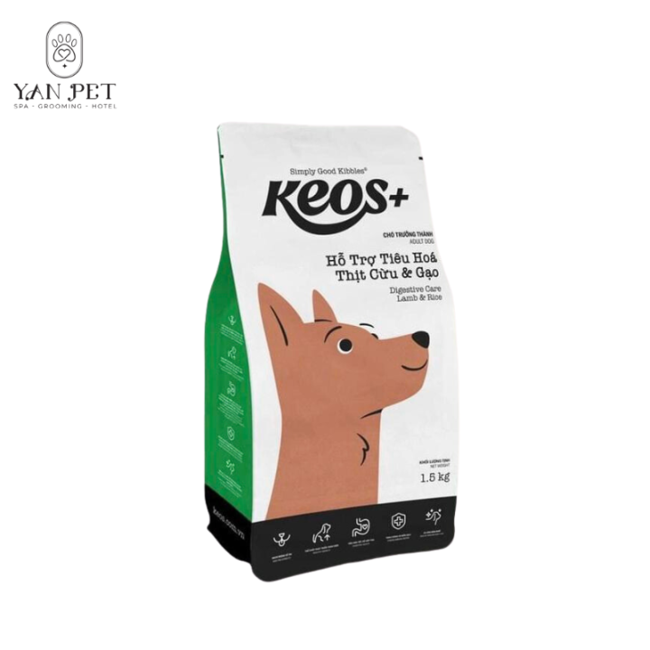 Keos - Thức Ăn Cho Chó Trưởng Thành Hỗ Trợ Hệ Thống Tiêu Hóa Vị Thịt Cừu Và Gạo Box 9 kg (6x1 ...