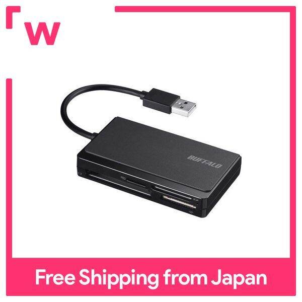 BUFFALO USB2.0 Multi-Card Reader cable storage model black BSCR308U2BK ...
