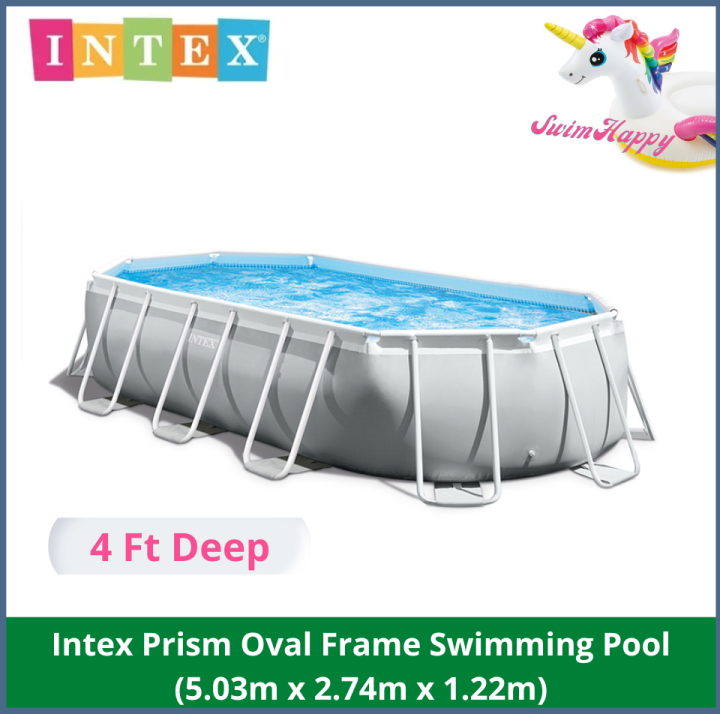 SwimHappy INTEX Prism Oval Frame 26796 Above Ground Swimming Pool Size ...