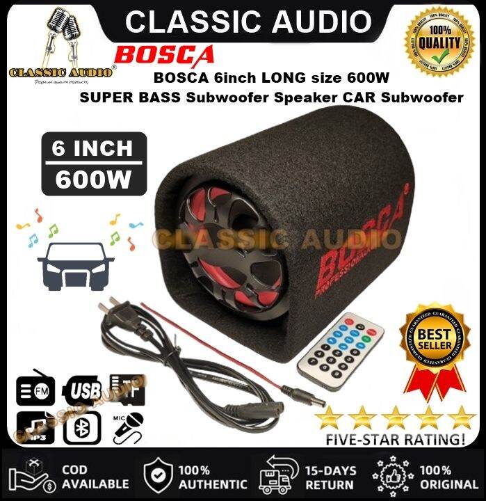 BOSCA CAR SUPER BASS Subwoofer Speaker 6inch LONG size 600W Super Heavy ...