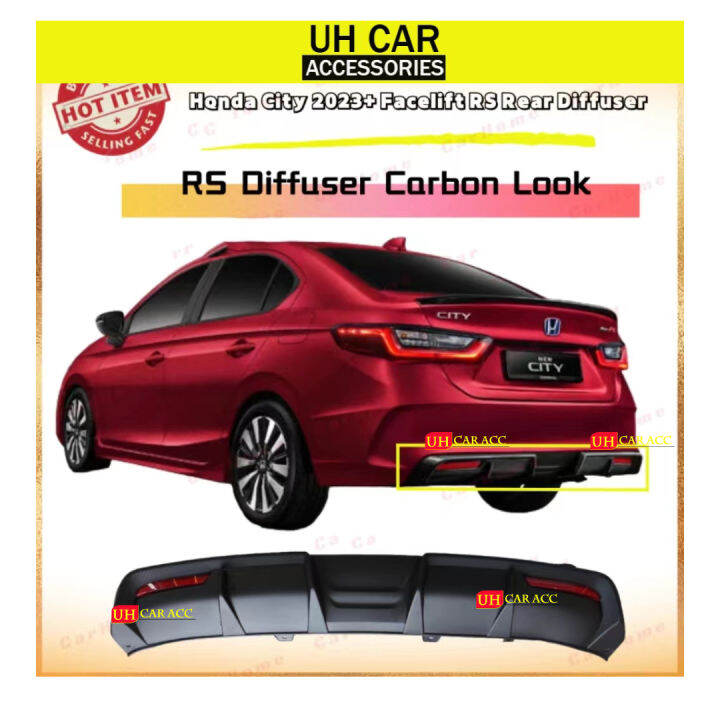Honda City GN RS 2023 Facelift Diffuser *FLRS* Carbon Look Rear Diffuser Hot Item Genius Ori ...