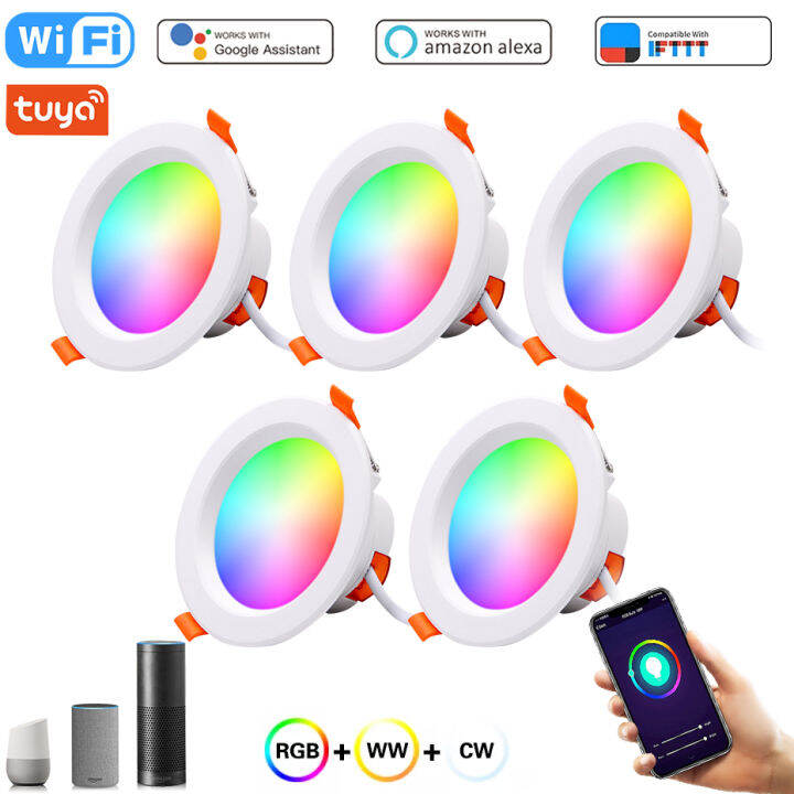 LED Downlight Dimmable Tuya Smart Led Lamp Ceiling 15W RGB Warm White ...