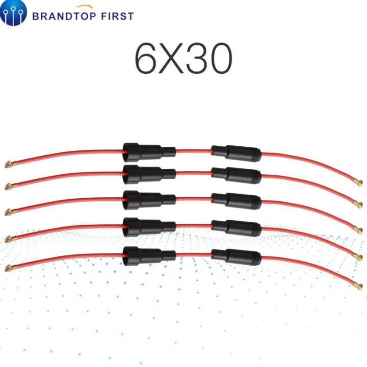 5pcs 520mm Glass Fuse Holder Screw Type 5x20mm With 22 Awg Wire Cable 250v Glass Fuse Fuse