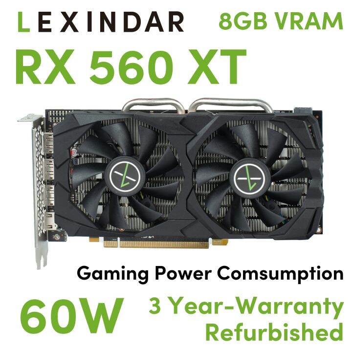 RX 560 XT 8G การ์ดวิดีโอกราฟิก GPU Lexindar ตกแต่งใหม่สำหรับ AMD Radeon ...