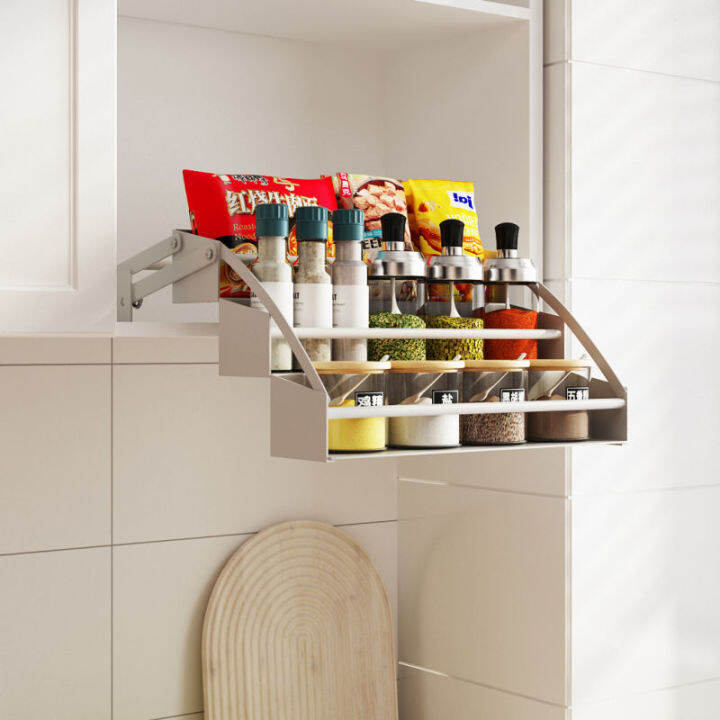 Kitchen Wall Cabinet Pull-down Storage Rack Lifting Basket Seasoning ...