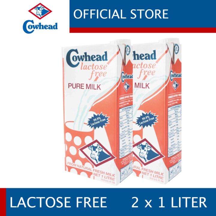 Cowhead Lactose Free Milk 1L x 2 Cowhead - Fresh Milk - UHT - Pack of 2 ...