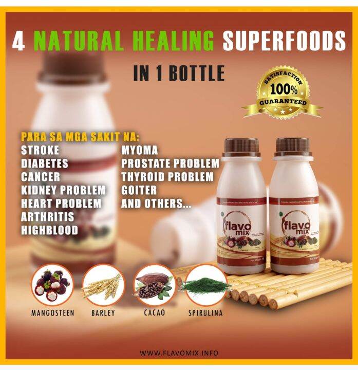 FlavoMix SuperFood (Raw Cacao, Barley, Mangosteen, Spirulina, and ...