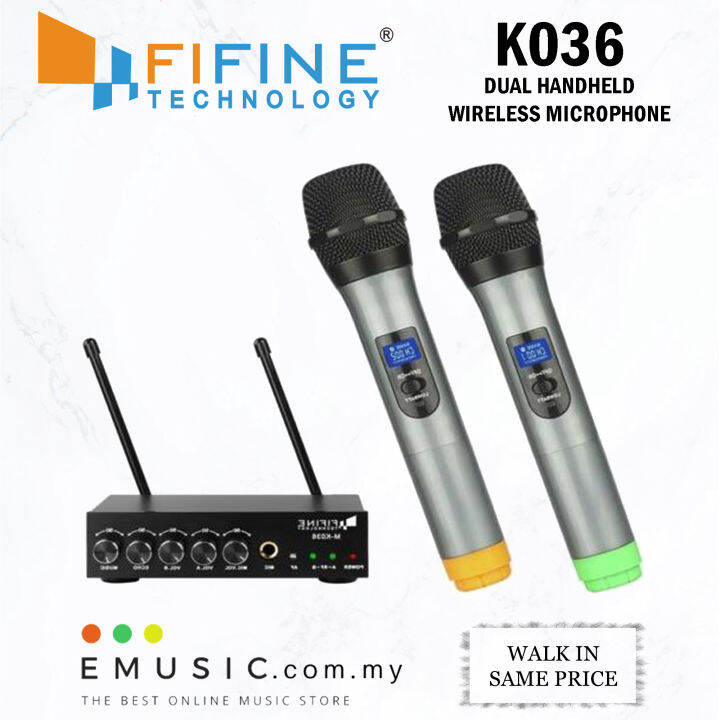 FIFINE K036 UHF Dual Channel Handheld Wireless Microphone for Karaoke ...