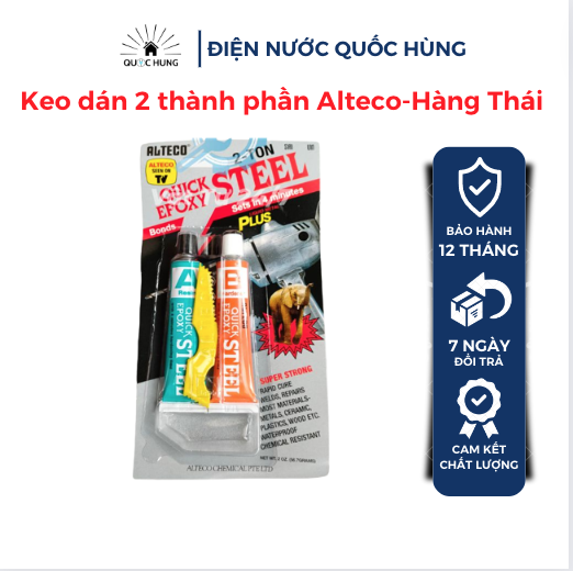 Keo AB 2 Thành Phần Thái Lan Loại Lớn Quick Epoxy Steel Alteco 56.7gr-Siêu Cứng-Chịu Nhiệt-Chịu ...