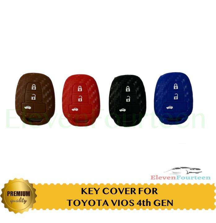 Carbon Fiber Silicone Car Key Remote Cover for Toyota Vios 2015, 2016 ...