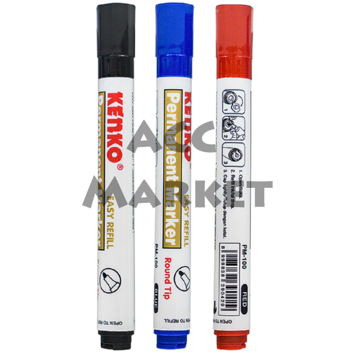 Spidol Warna Permanen Besar Kenko Hitam Merah Biru Papan | Lazada Indonesia